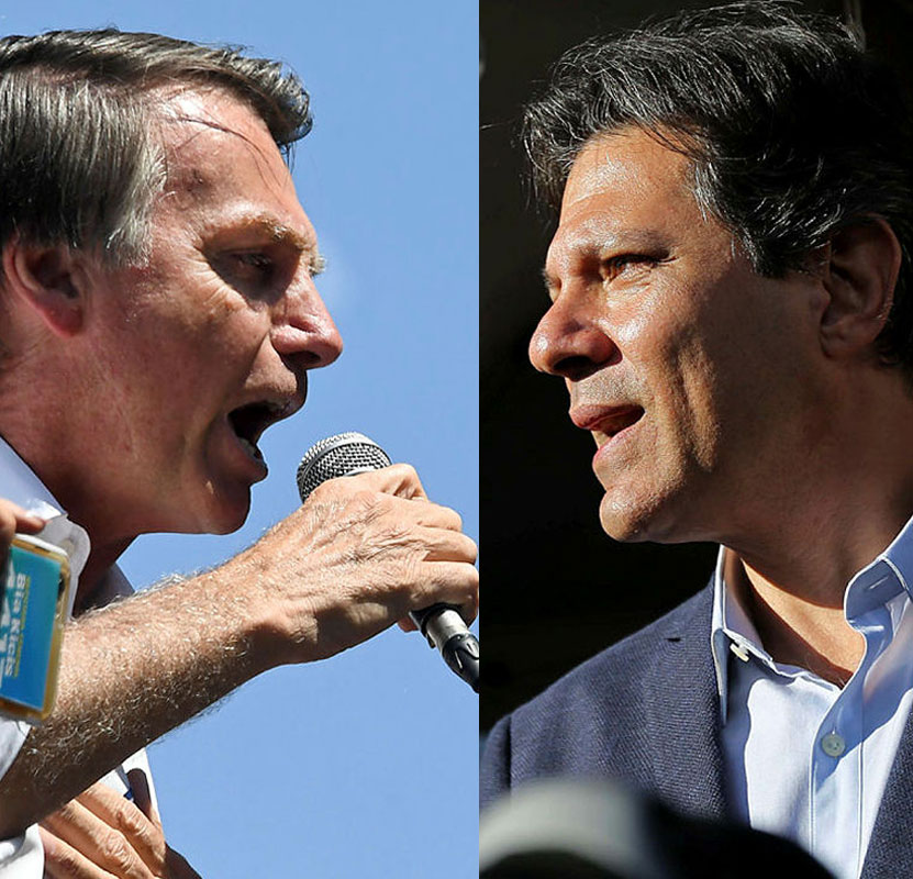 Pesquisas indicam um 2º turno com Bolsonaro contra Haddad