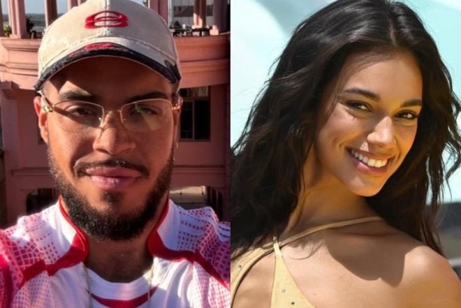 Francisco Gil e Alane Dias são flagrados aos beijos em praia